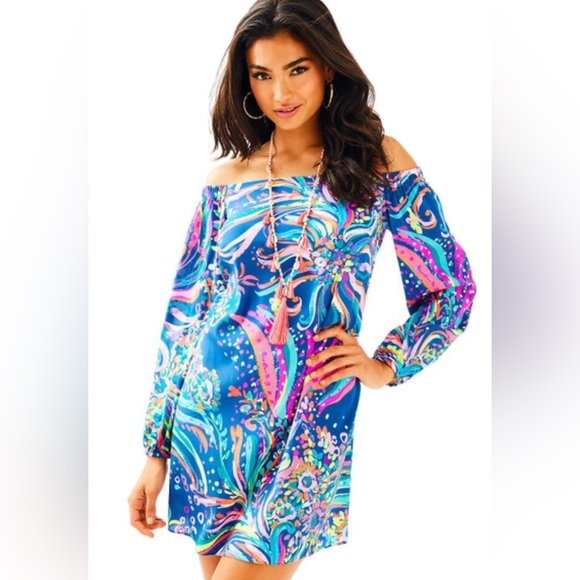 Lilly Pulitzer | Dresses | Lilly Pulitzer Adira Off Shoulder Silk Dress ...